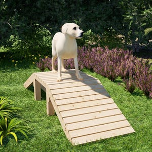 Outdoor Dog Platform Plans 104x30 in - Pet Playground Equipment DIY PDF ...