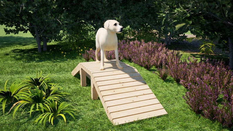 Outdoor Dog Platform Plans 104x30 in - Pet Playground Equipment DIY PDF ...