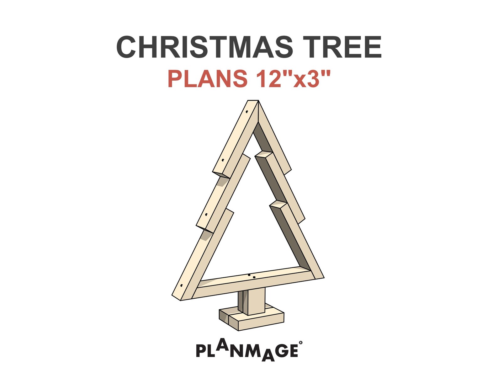 Wooden Christmas Tree Plans 12x3 in - DIY PDF Download - Etsy
