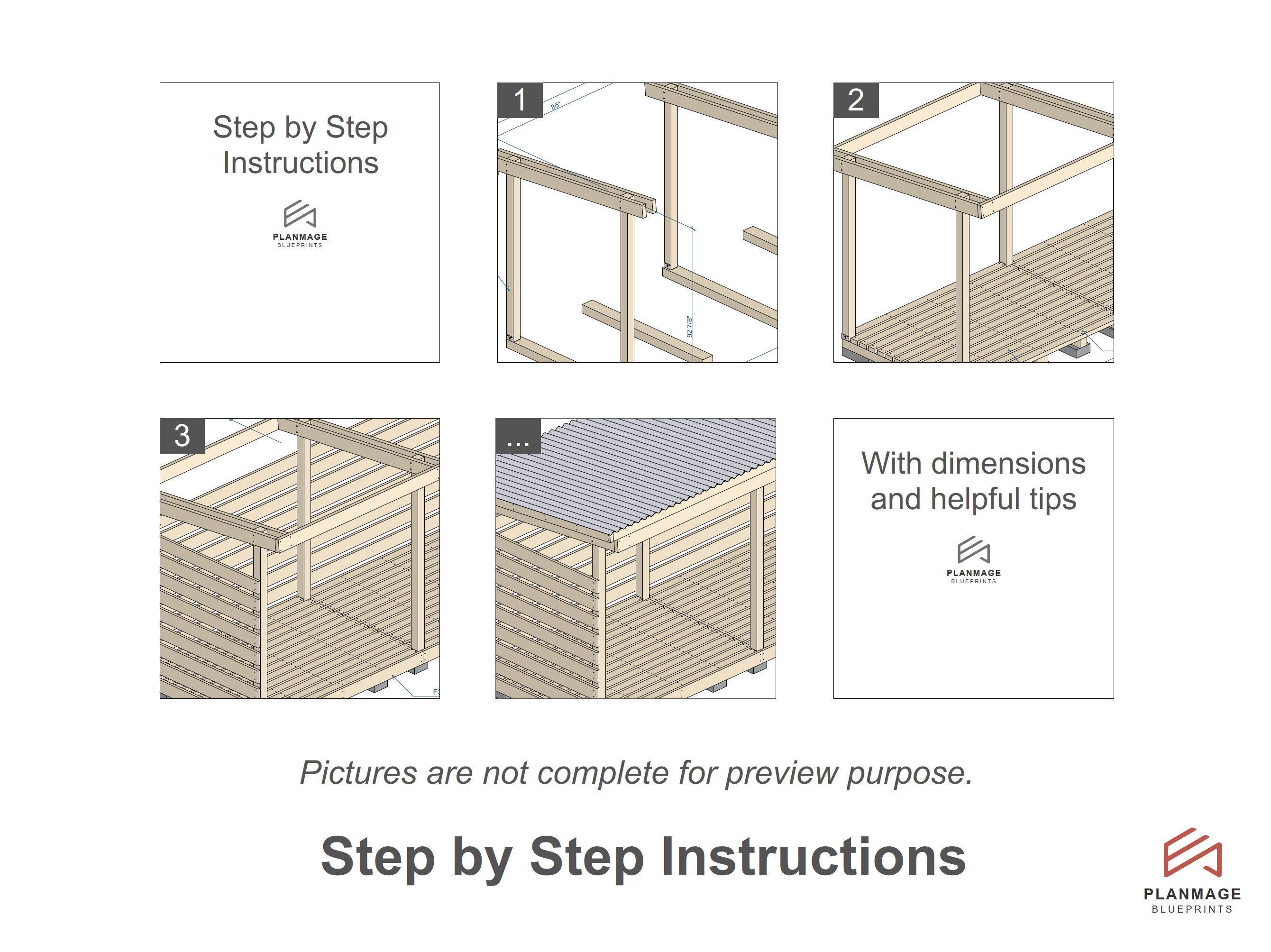 Firewood Shed Plans 6x16 Ft - DIY 4 Cord Woodshed - Etsy