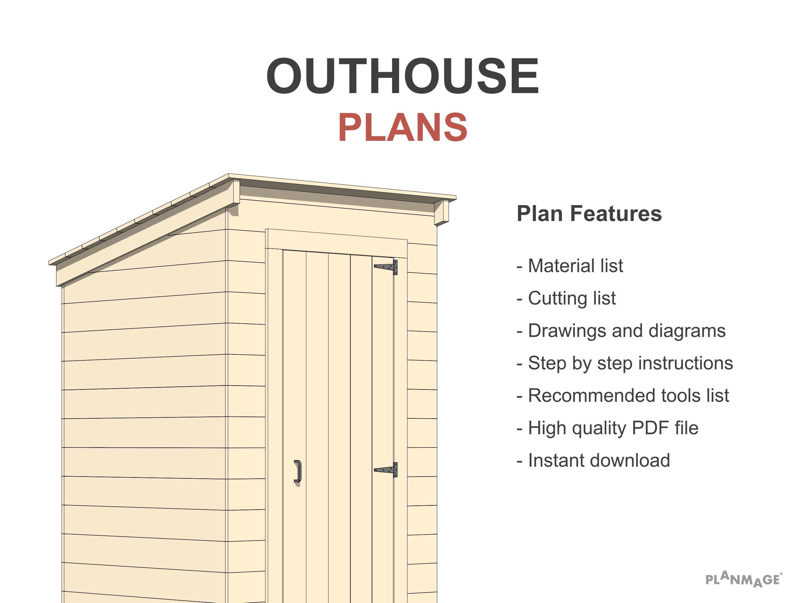 Outhouse Plans for Cabin & Off-grid Living - DIY Outhouse Building With ...