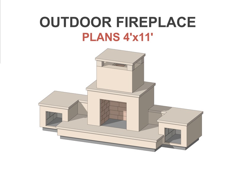 Outdoor Fireplace Plans 4x11 Ft - PDF DIY Blueprint - Etsy