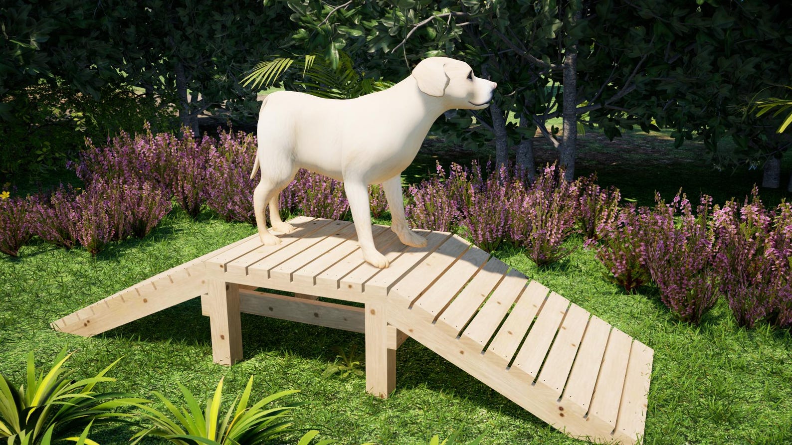 Outdoor Dog Platform Plans 104x30 in - Pet Playground Equipment DIY PDF ...