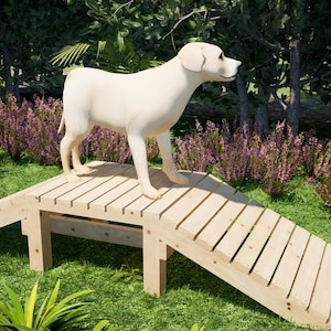 Outdoor Dog Platform Plans 104x30 in - Pet Playground Equipment DIY PDF ...