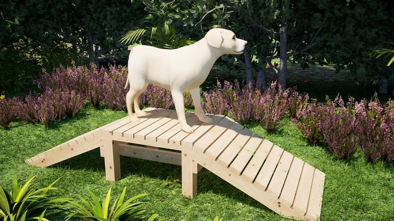 Outdoor Dog Platform Plans 104x30 in - Pet Playground Equipment DIY PDF ...