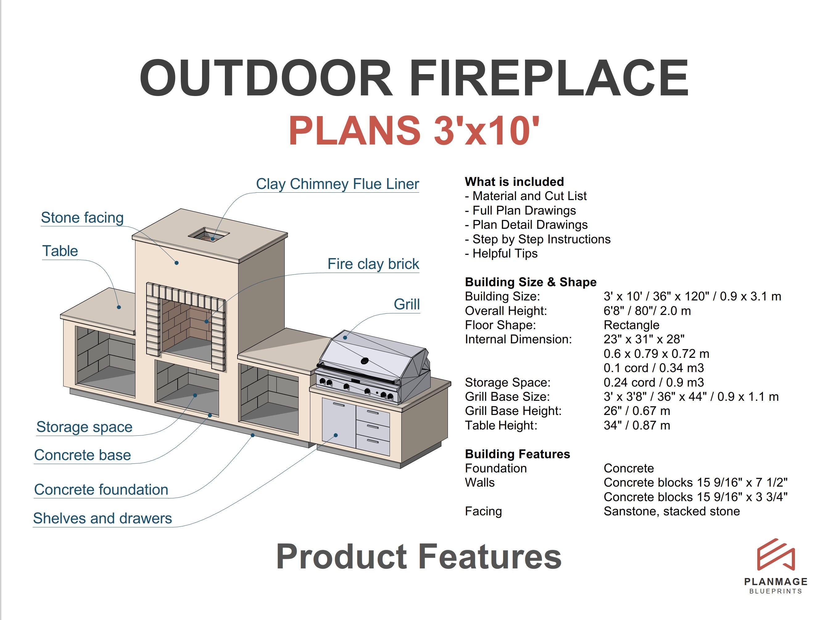 Outdoor Fireplace Plans Bundle 2 - DIY 3 PDF Blueprint - Etsy