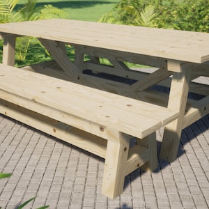 Farm Picnic Table Plans 96x39 In: DIY Outdoor Table Set (PDF) - Etsy