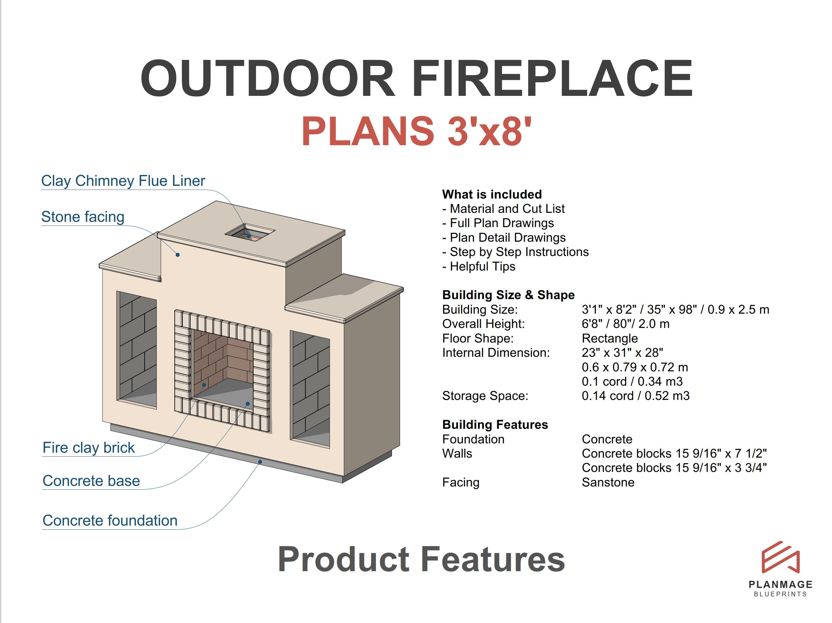 Outdoor Fireplace Plans Bundle 2 - DIY 3 PDF Blueprint - Etsy