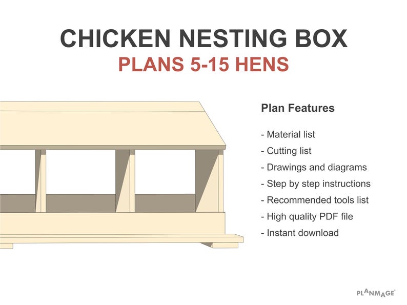 Chicken Nesting Box Plans: DIY for 5-15 Hens (PDF Download) - Etsy