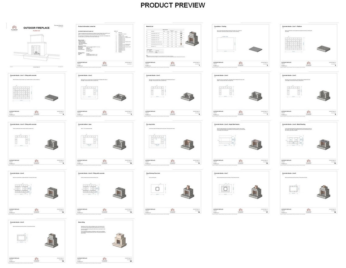 Outdoor Fireplace Plans 4x5 Ft PDF DIY Blueprint - Etsy