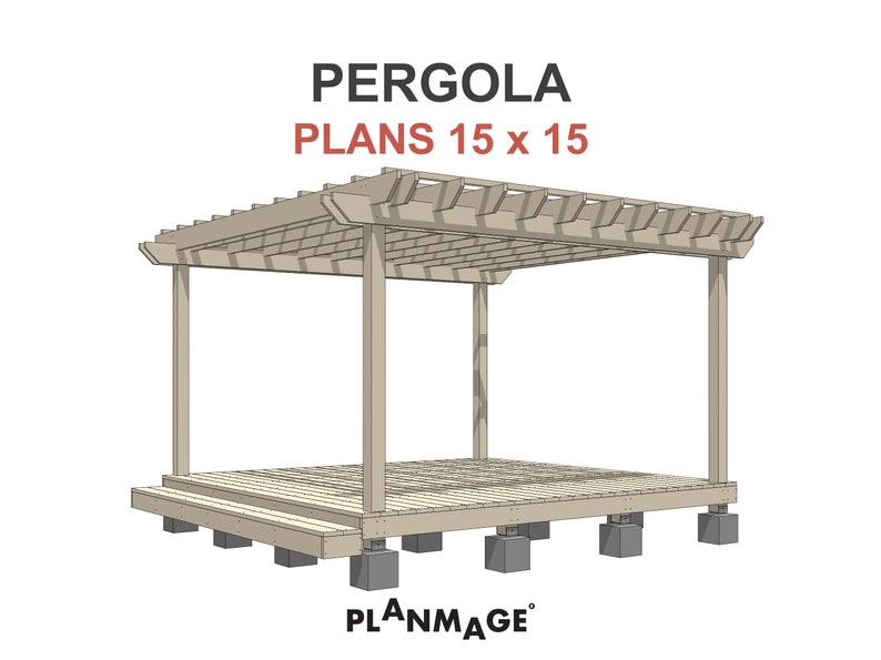 Large 15x15 Pergola Plans: DIY Outdoor Gazebo (PDF) - Etsy