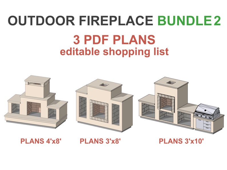 Outdoor Fireplace Plans Bundle 2 - DIY 3 PDF Blueprint - Etsy