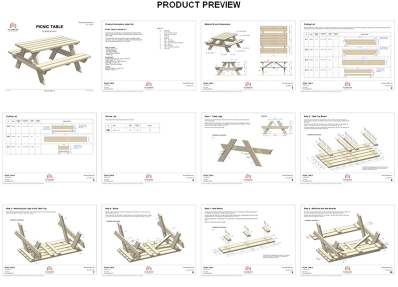 Picnic Table Plans: DIY Outdoor Table Set (PDF Download) - Etsy