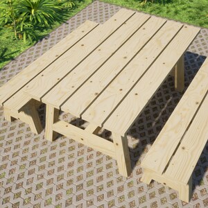 Farm Picnic Table Plans (72x39 In): DIY Outdoor Table Set - Etsy