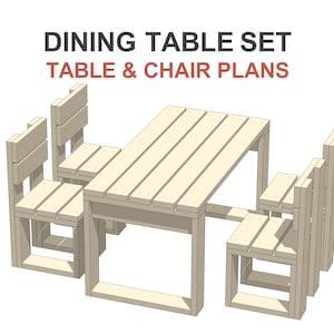 Dining Table Set Plans 60 in - DIY Outdoor Table Set Plans - Etsy