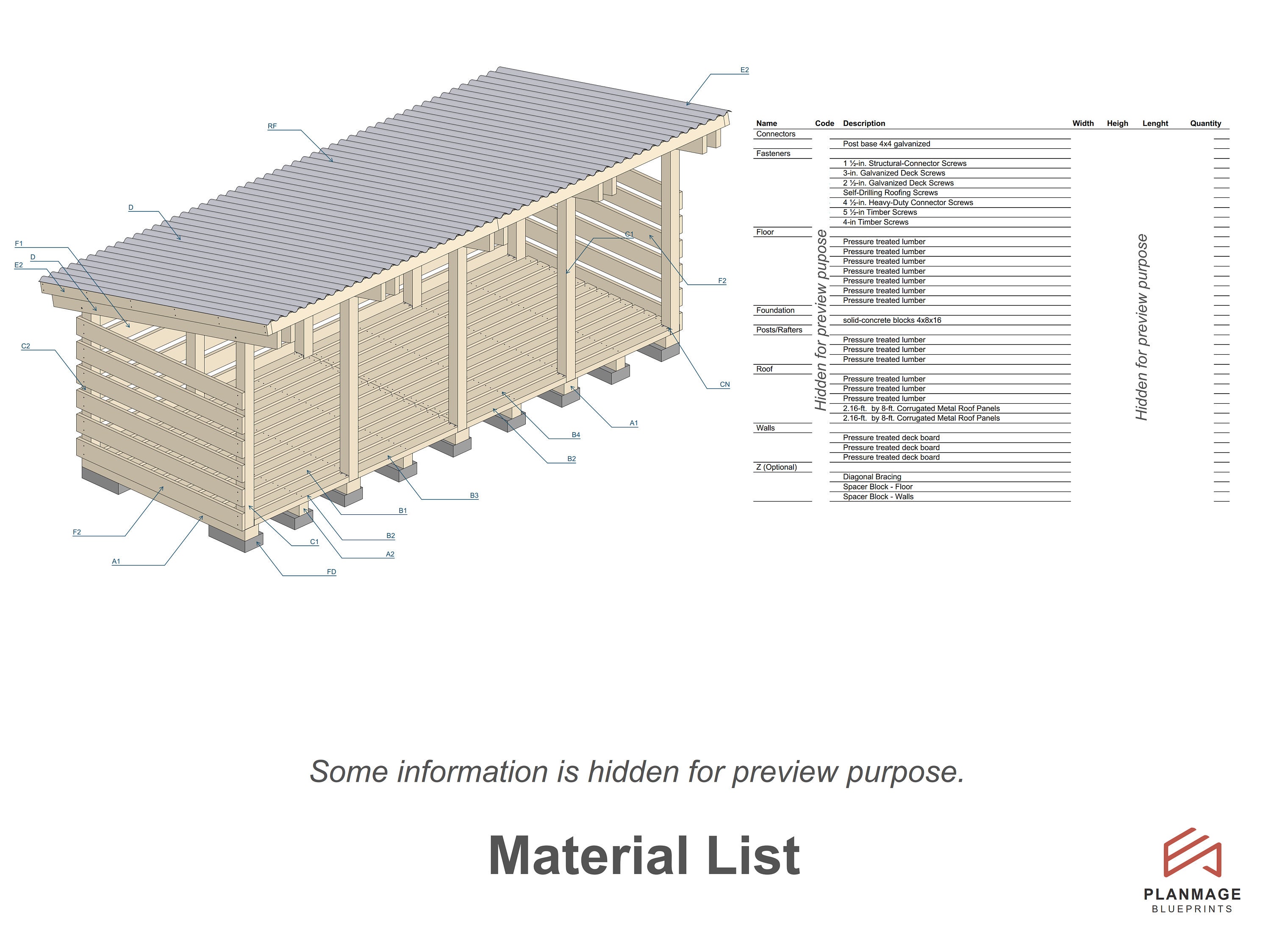 Firewood Shed Plans 6x16 Ft DIY 3 Cord Woodshed - Etsy