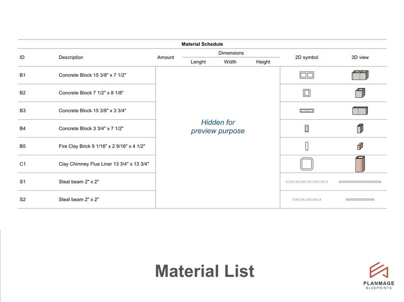 Outdoor Fireplace With Chimney Plans 4x5 Ft Height 12 Ft - Etsy