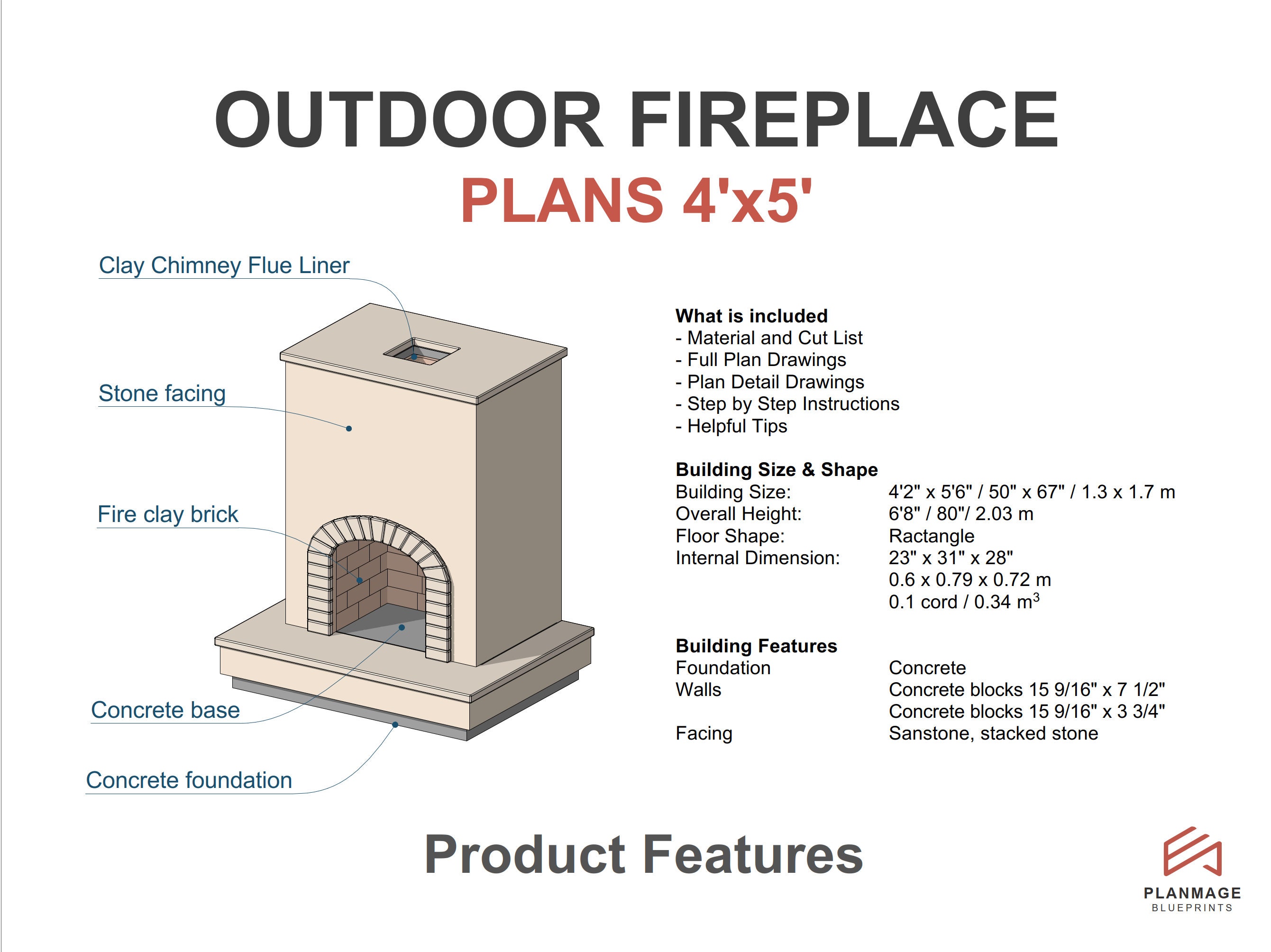 Outdoor Fireplace Plans Bundle 1 - DIY 3 PDF Blueprint - Etsy