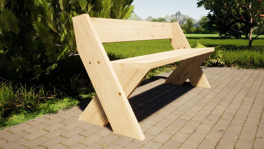 Leopold Bench Plans 63x24 in - DIY Outdoor Bench With Backrest - Etsy