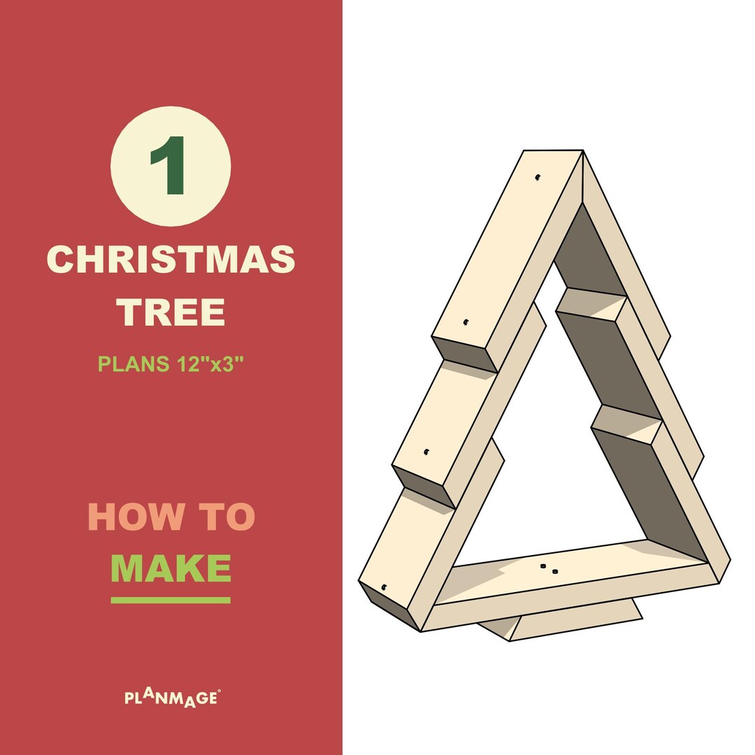 Wooden Christmas Tree Plans 12x3 in - DIY PDF Download - Etsy