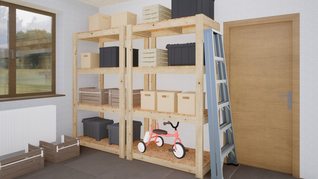 DIY Large Garage Shelf Plans: 4x2 Ft Storage (PDF) - Etsy