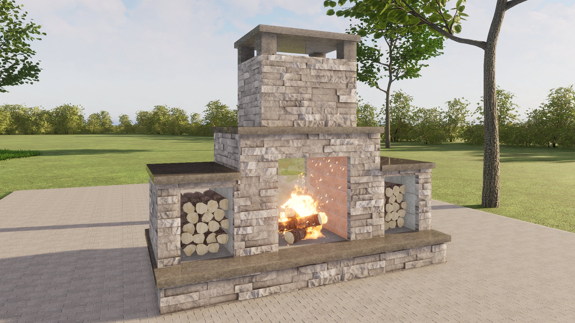 Double-sided Outdoor Fireplace Plans 4x8 Ft PDF DIY Download (Download ...