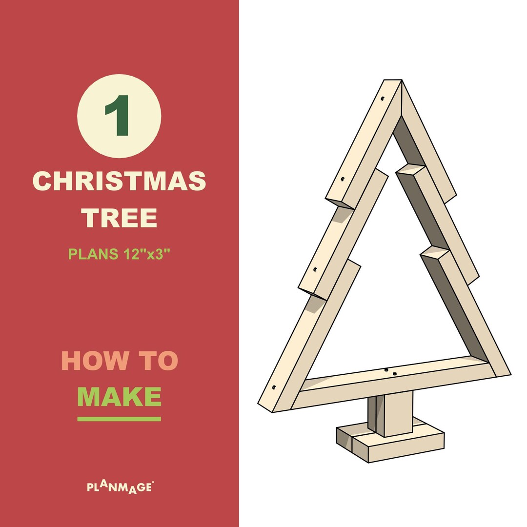 Wooden Christmas Tree Plans 12x3 in - DIY PDF Download - Etsy