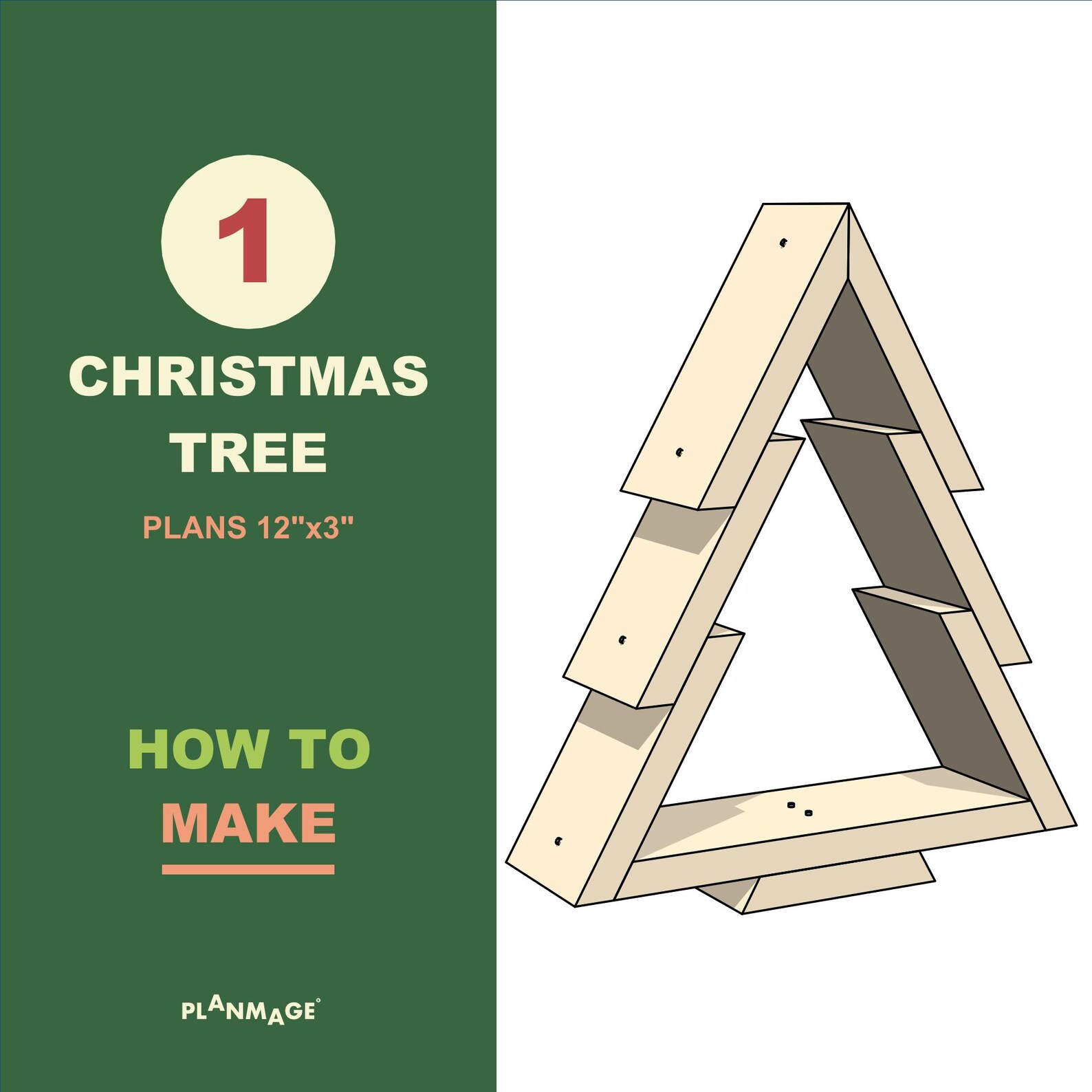 Wooden Christmas Tree Plans 12x3 in - DIY PDF Download - Etsy