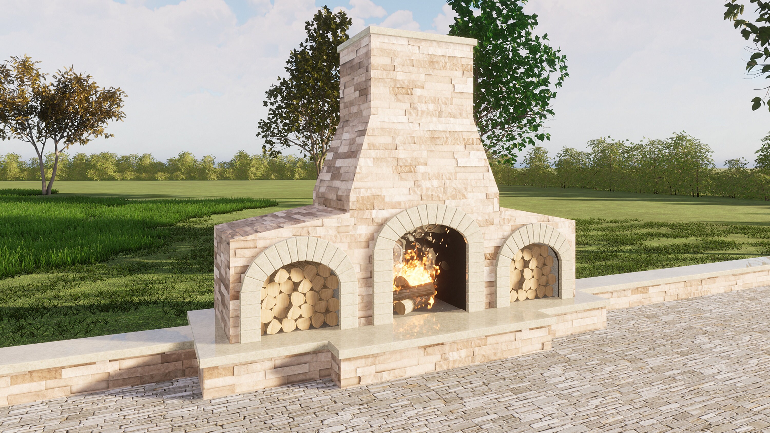 Outdoor Fireplace Plans 4x10 Ft PDF DIY Blueprint (Download Now) - Etsy