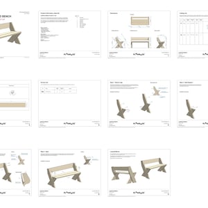 Leopold Bench Plans 51x24 in - DIY Outdoor Bench With Backrest - Etsy