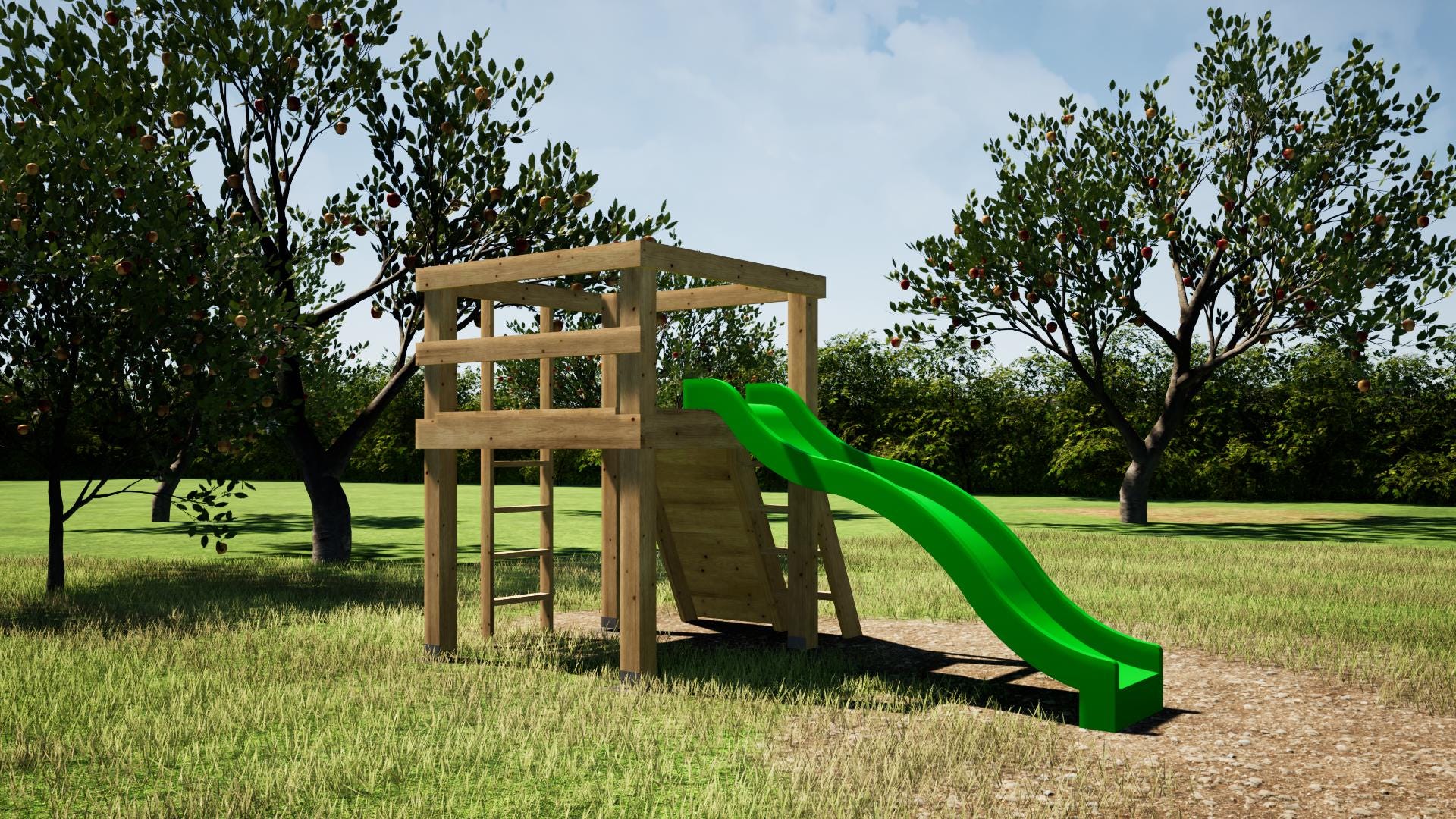 Outdoor Playground Plans 6x6 Ft With Slide and Climbing Wall - DIY Easy ...