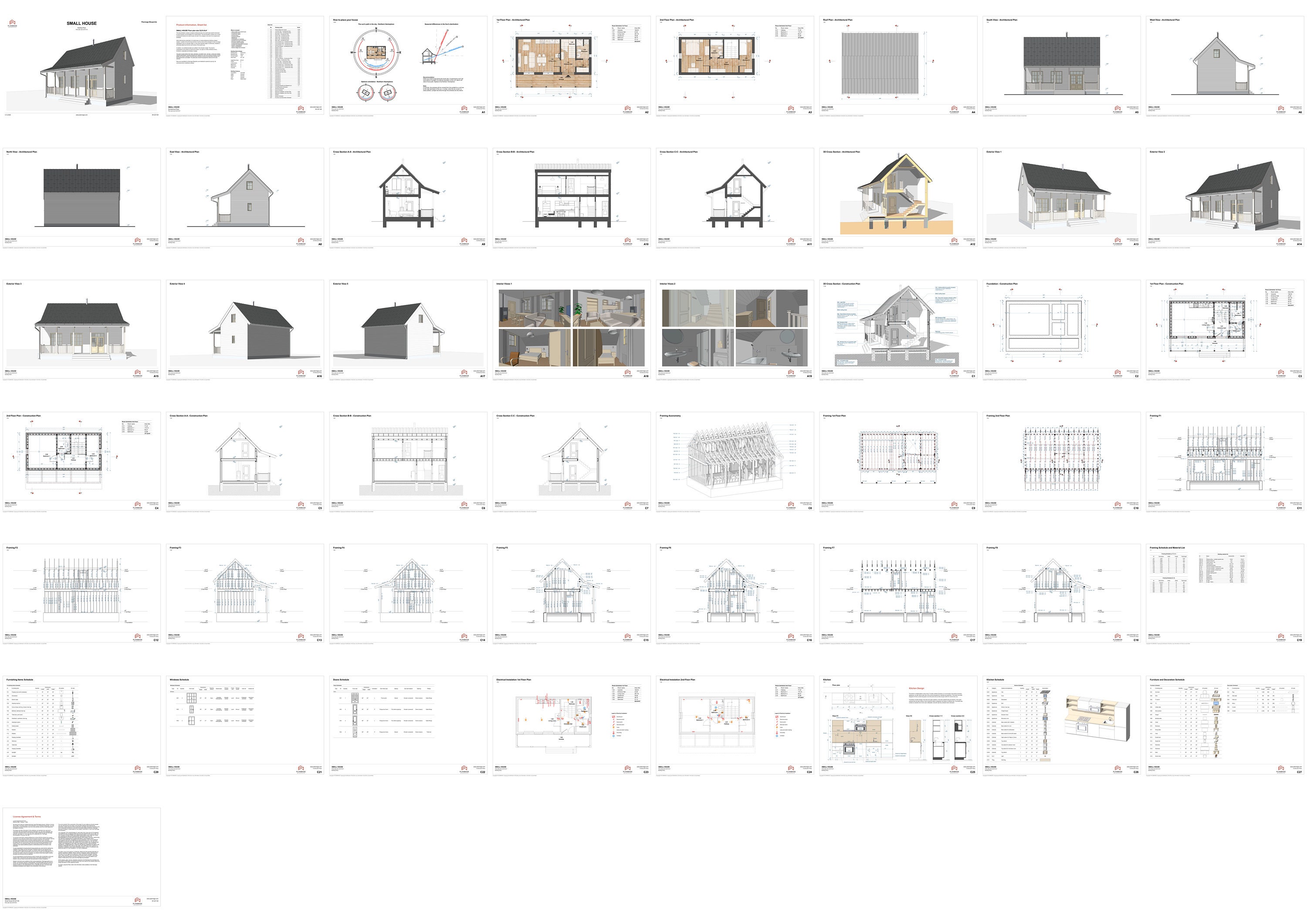 Small House Plans 2 Bedroom 32x16 Ft - Cabin Loft Architectural Plan - Etsy