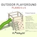 Outdoor Playground Plans 6x6 Ft With Slide and Climbing Wall - DIY Easy ...