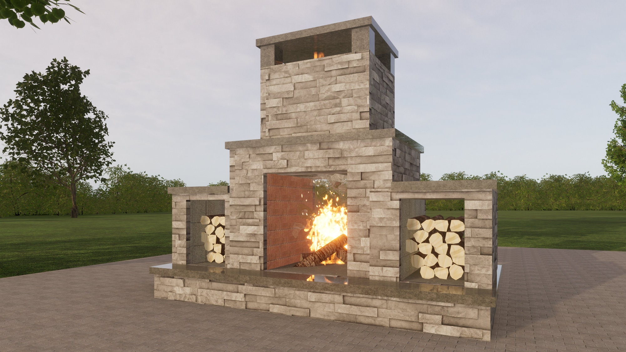 4 Sided Outdoor Fireplace Plans