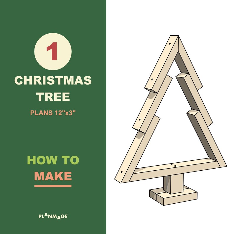 Wooden Christmas Tree Plans 12x3 in - DIY PDF Download - Etsy