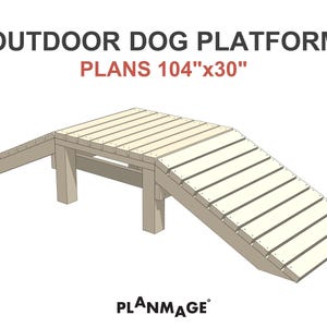Outdoor Dog Platform Plans 104x30 in - Pet Playground Equipment DIY PDF ...