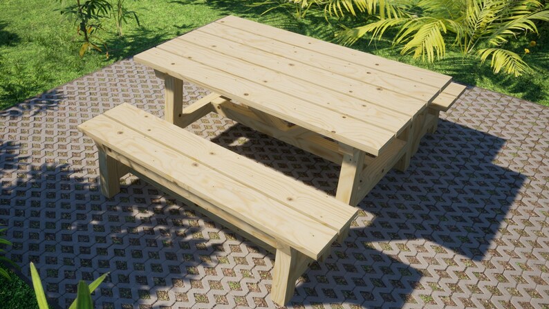 Farm Picnic Table Plans 72x39 in DIY Outdoor Table Set Plans - Etsy