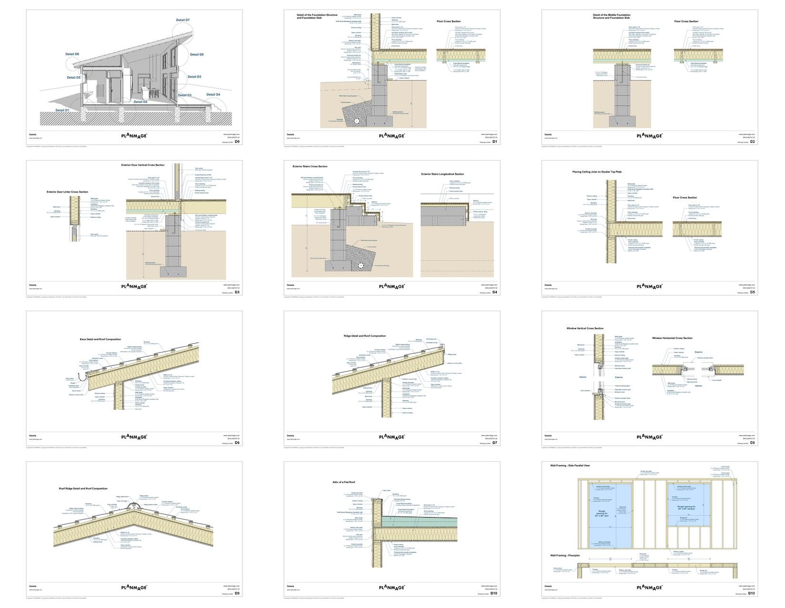 House Details Architectural Plans - Digital Bluprint PDF Download - Etsy
