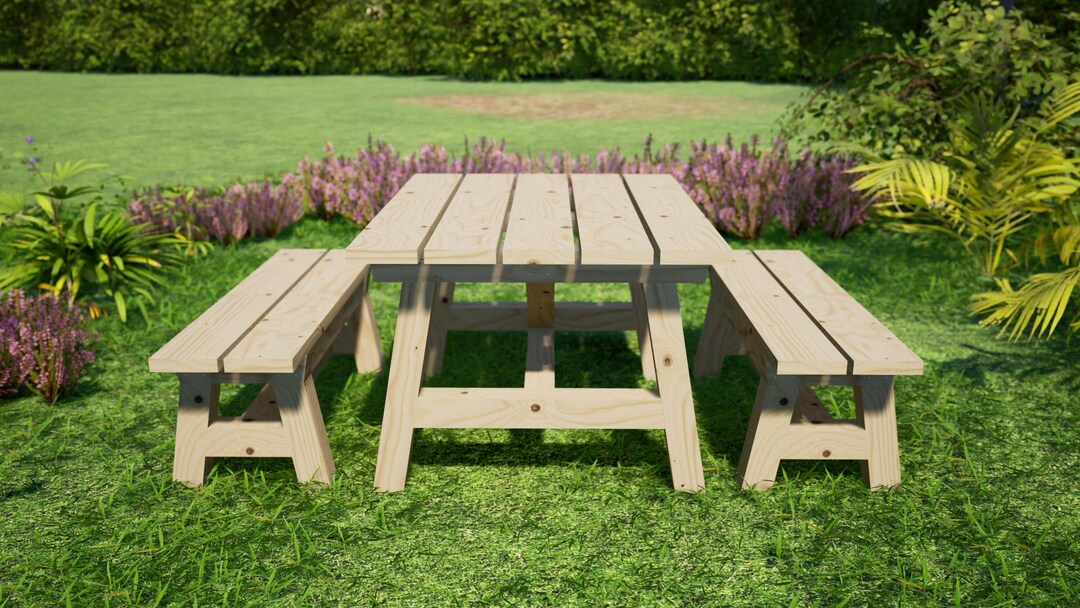Farm Picnic Table Plans 52x39 in - DIY Outdoor Table Set Plans - Etsy