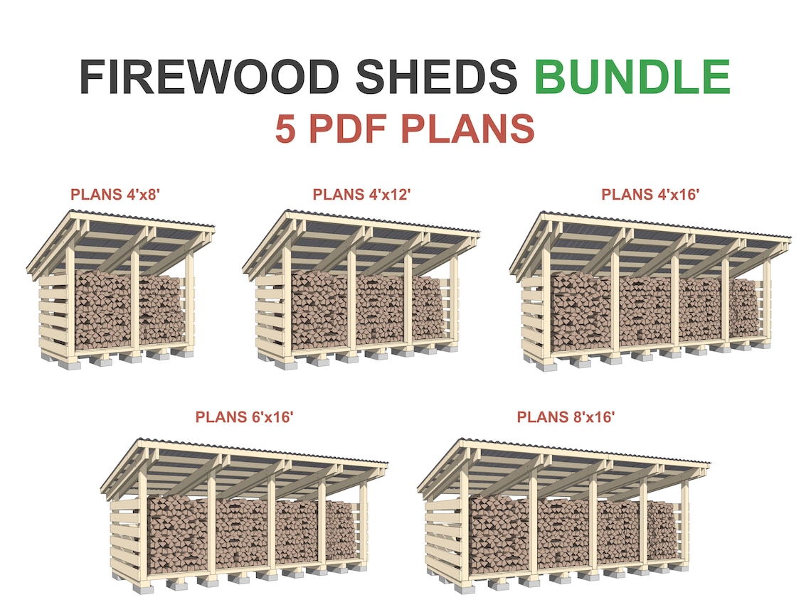 Firewood Shed Plans Bundle DIY 5 PDF Blueprints - Etsy