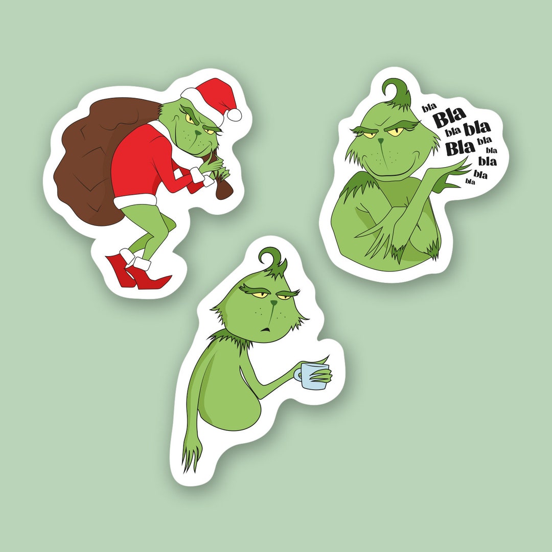 Grinch Sticker Pack, 3 Pcs, Christmas Grinch, Christmas Sticker - Etsy