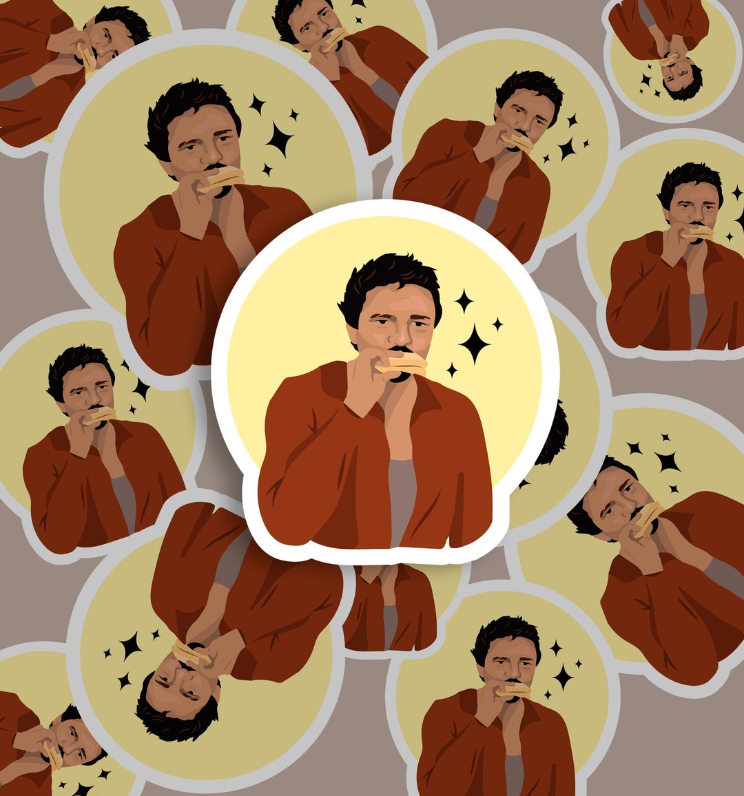 Pedro Pascal Sticker, Eating Bread, Mood - Etsy