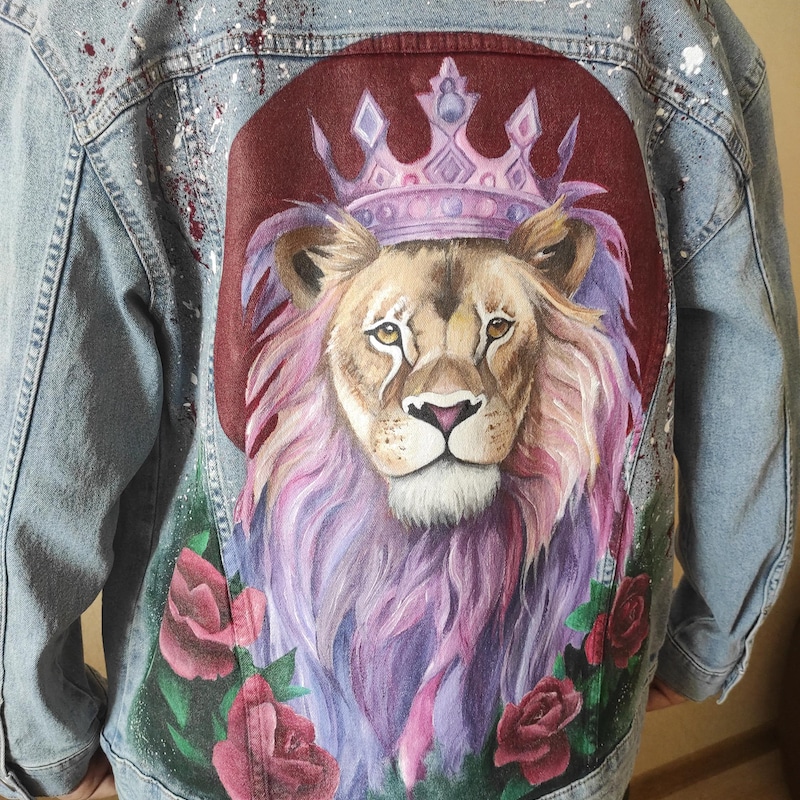 Painted Denim Jacket - Etsy