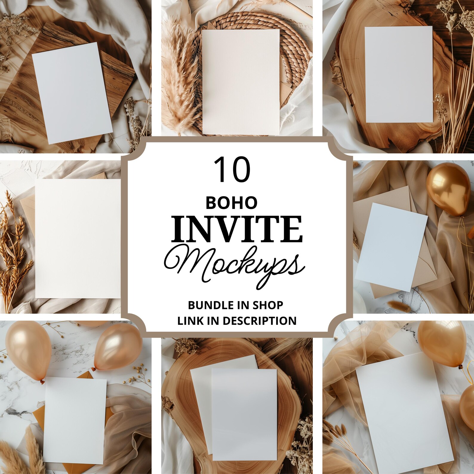 Boho Invite Mockup Boho Invitation Flat Lay Boho Wedding Invitation ...