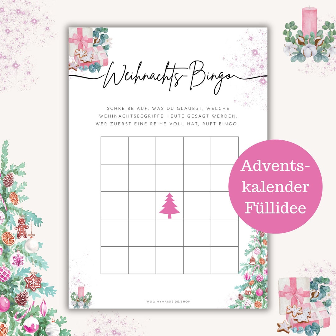 Christmas Game christmas Bingo for the Pink Christmas Season or as an ...