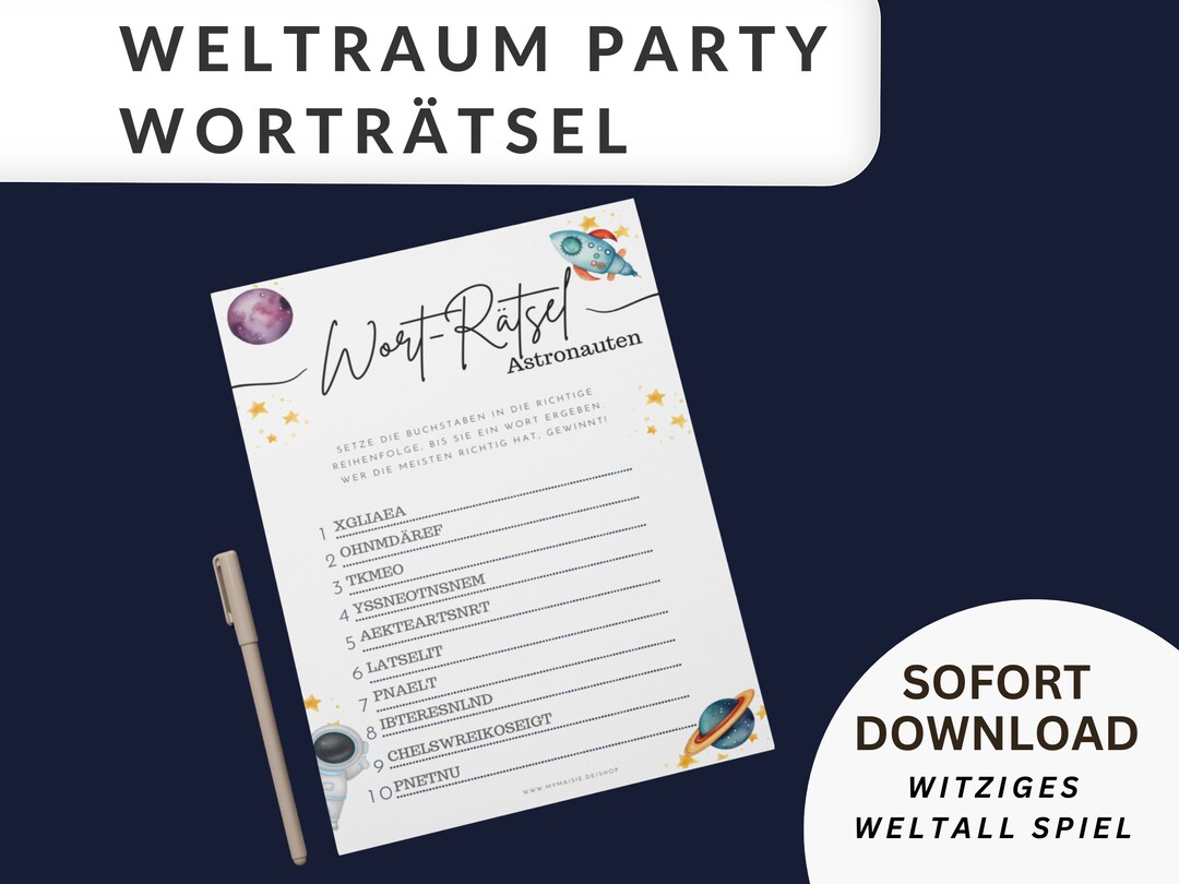 Astronaut Birthday Puzzle Words Space Birthday Game Idea Space Guessing ...