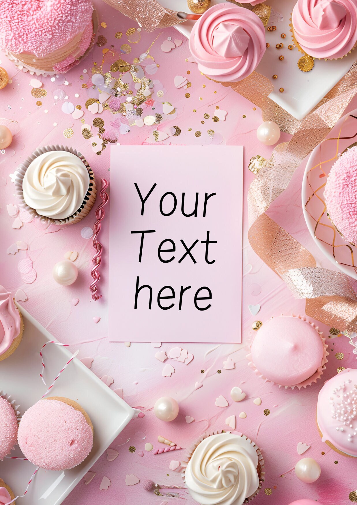 Mockup Invitation Flat Lay Birthday Invite Mockup Pink Party Mock up ...