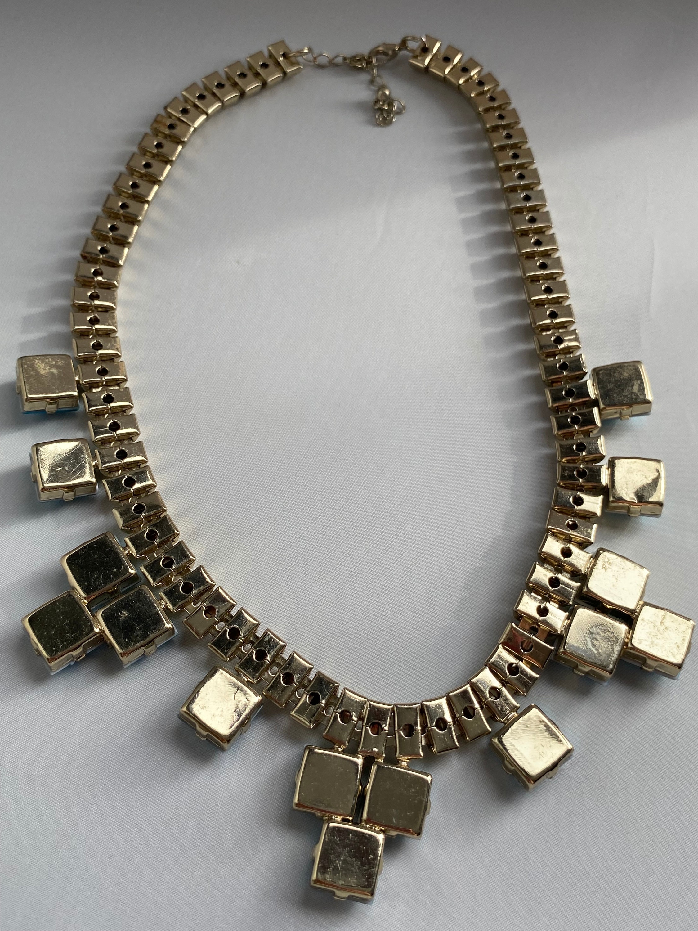 Unsigned Vintage Gold Tone & Turquoise Metal Chain Necklace - Etsy