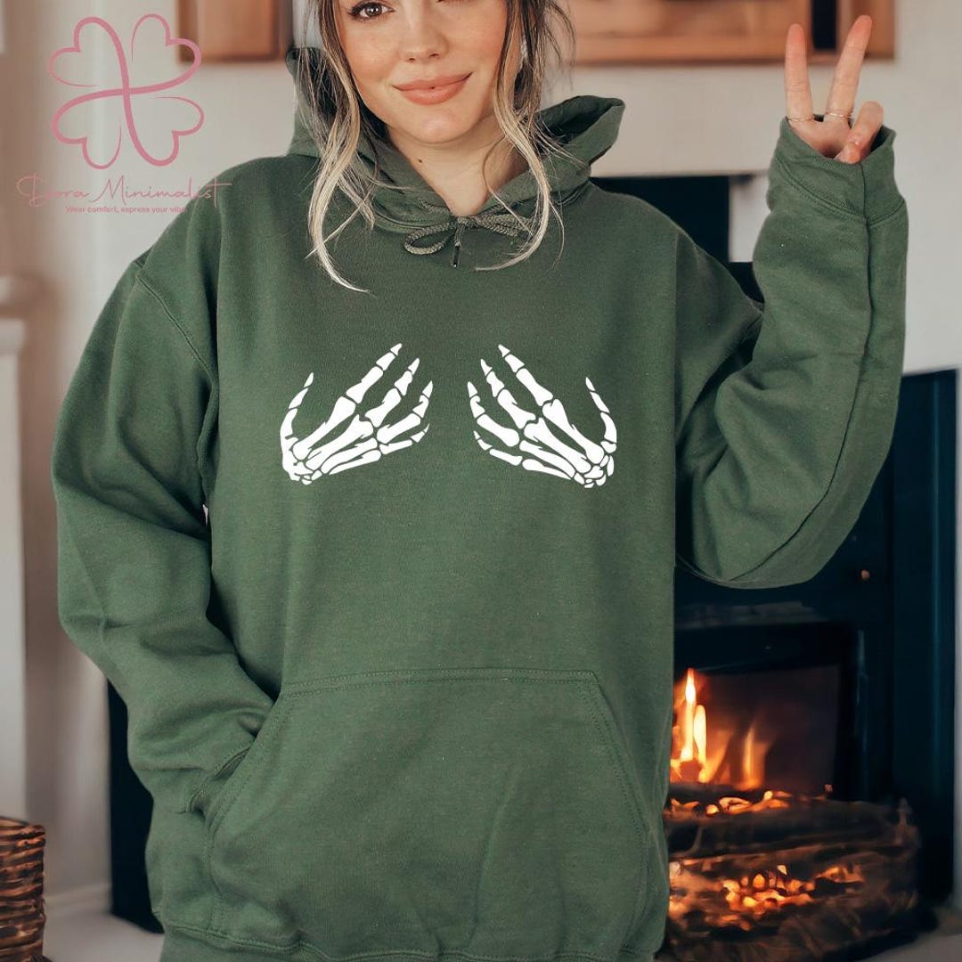 Skeleton Hand Swetshirt, Skeleton Hand Bra Sweatshirt, Halloween Shirt ...