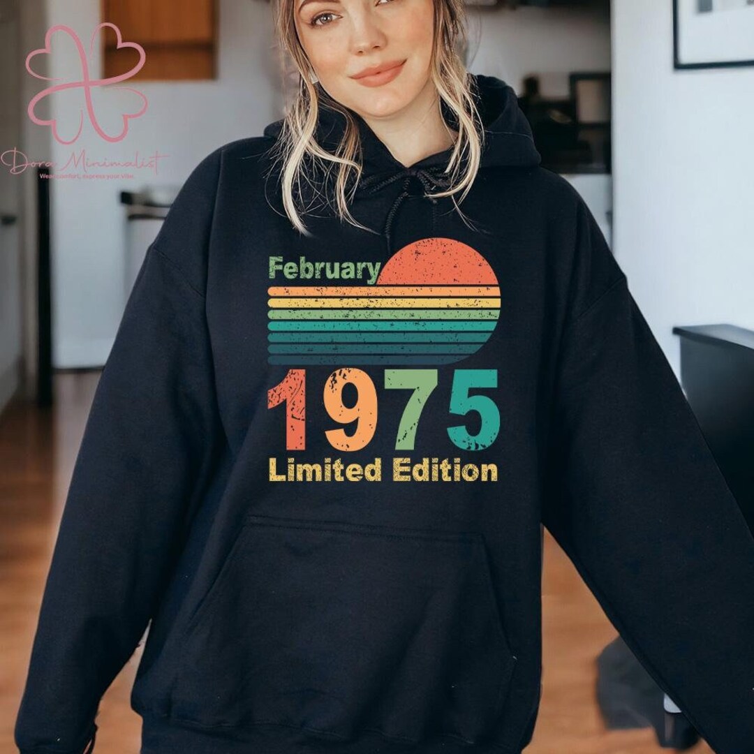 Custom 1975 Hoodie, Custom Birthday Month and Year Tee, 1975 Birthday ...